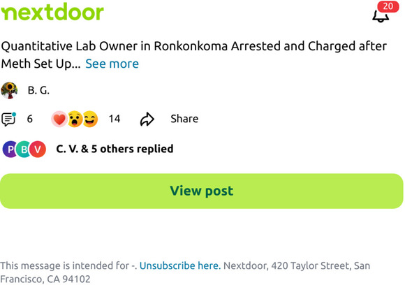 Nextdoor Local Business: Quantitative Lab Owner in Ronkonkoma Arrested ...