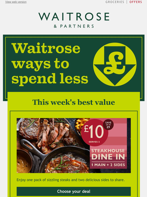 Waitrose: Enjoy a steakhouse supper for only £10 | Milled