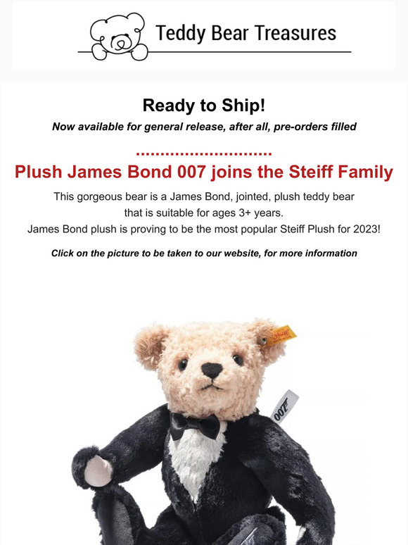 Teddy Bear Treasures: New Release James Bond 007 Steiff Plush Bear 😍 | Milled
