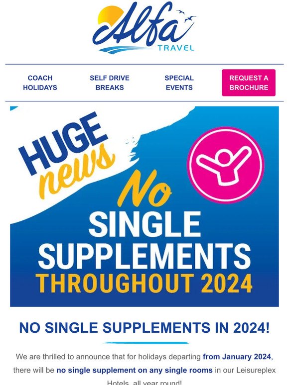 Alfa Travel: 📣 No Single Supplements in 2024! 📣 | Milled
