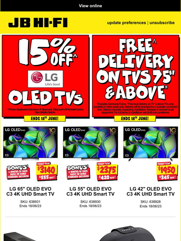 JB Hi-Fi: 15% off LG OLED TVs + stacks more crazy deals! | Milled