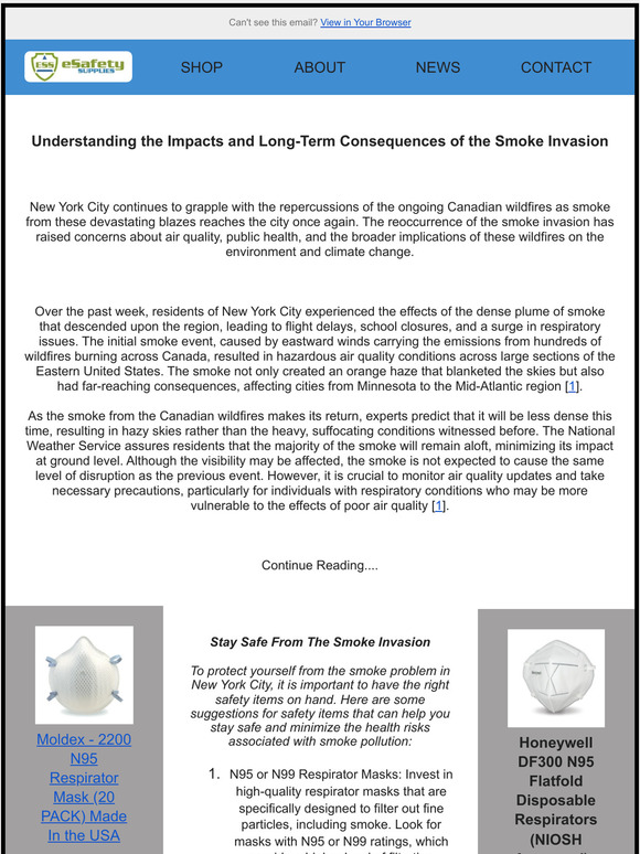eSafety Supplies: Persistent Smoke from Canadian Wildfires Poses ...