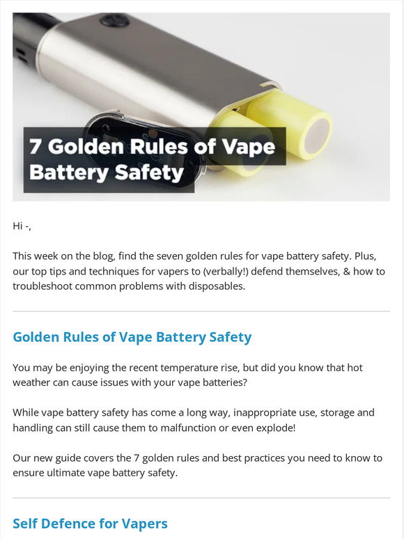 ECigarettedirect: The 7 Golden Rules of Vape Battery Safety | Milled