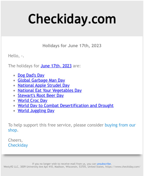 Checkiday: Holidays for June 17th, 2023! 📅🎉 | Milled