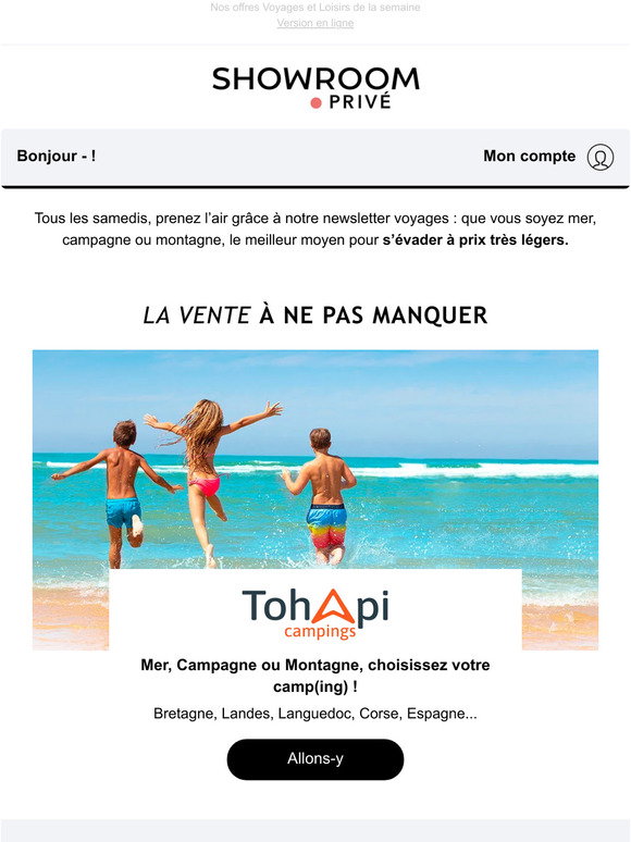 Showroomprive: Tohapi, Espagne & ses îles, Vacancéole, et bien plus ...