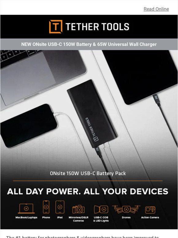 Tether Tools: 🔌NEW & Improved USB-C 150W PD Battery Pack & 65W Charger ...