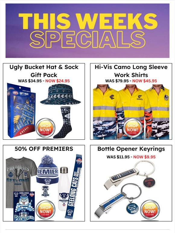 AFL Footy Shop: 📣AFL Super Sunday Specials - check these out!📣 | Milled