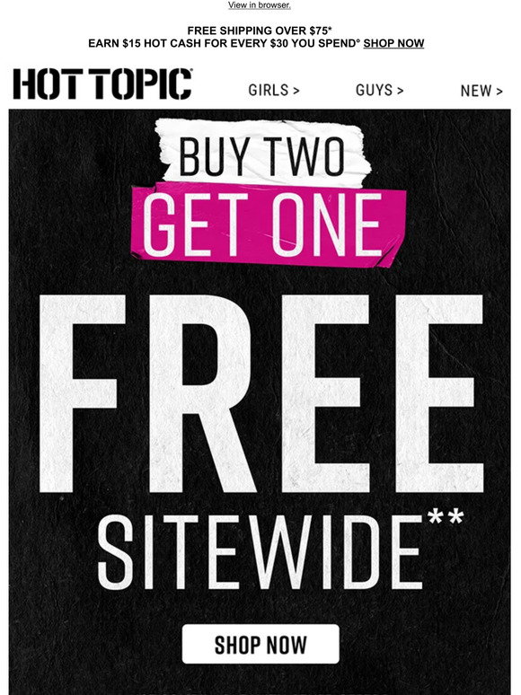 Hot Topic: HOURS LEFT for Buy 2, Get 1 FREE 😲 | Milled