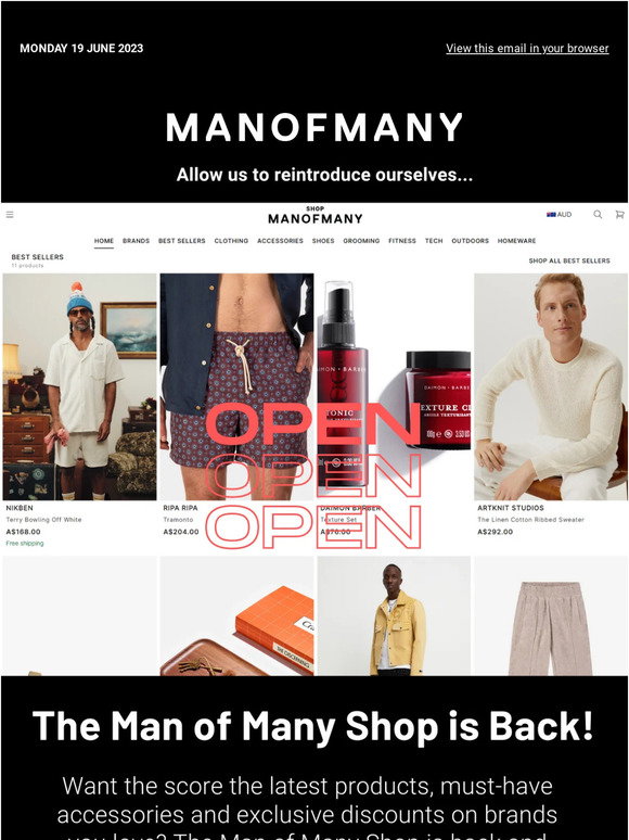 Man of Many: The Man of Many Shop is Back! | Milled