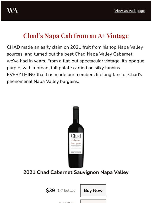 Wine Access: CHAD’s Napa Cab from an A+ Vintage | Milled