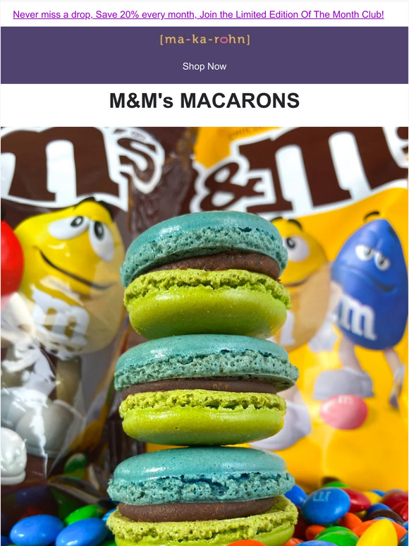 Makarohn: 🍭 M&M's flavor macarons - available until Wednesday! 🍭 | Milled