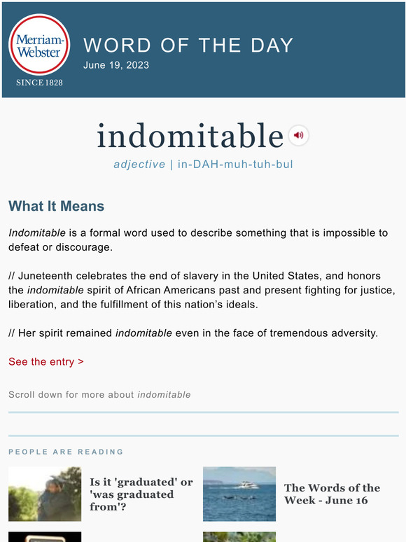 Spell It!: Indomitable - plus, Is it 'graduated' or 'was graduated from ...