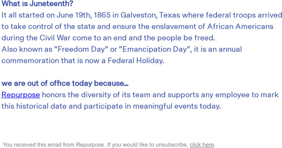 Repurpose: In observance of Juneteenth | Milled