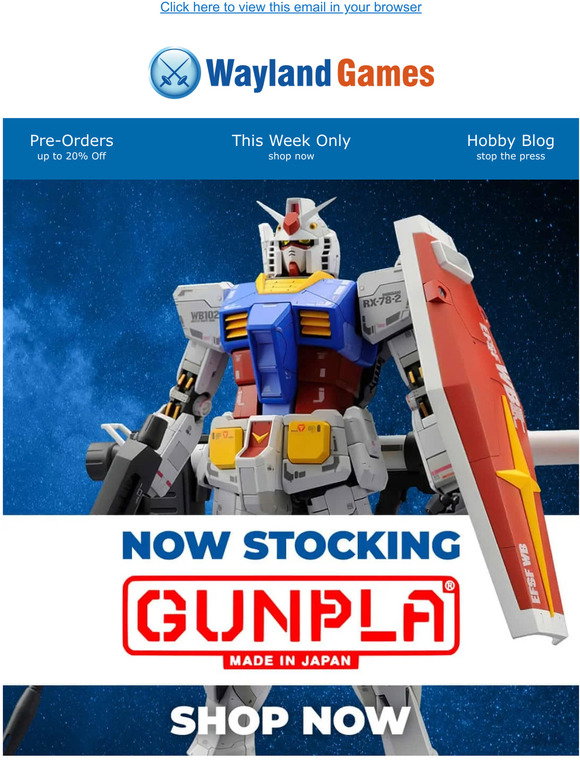 Wayland Games: New Range Announcement: Now Stocking Gunpla | Milled
