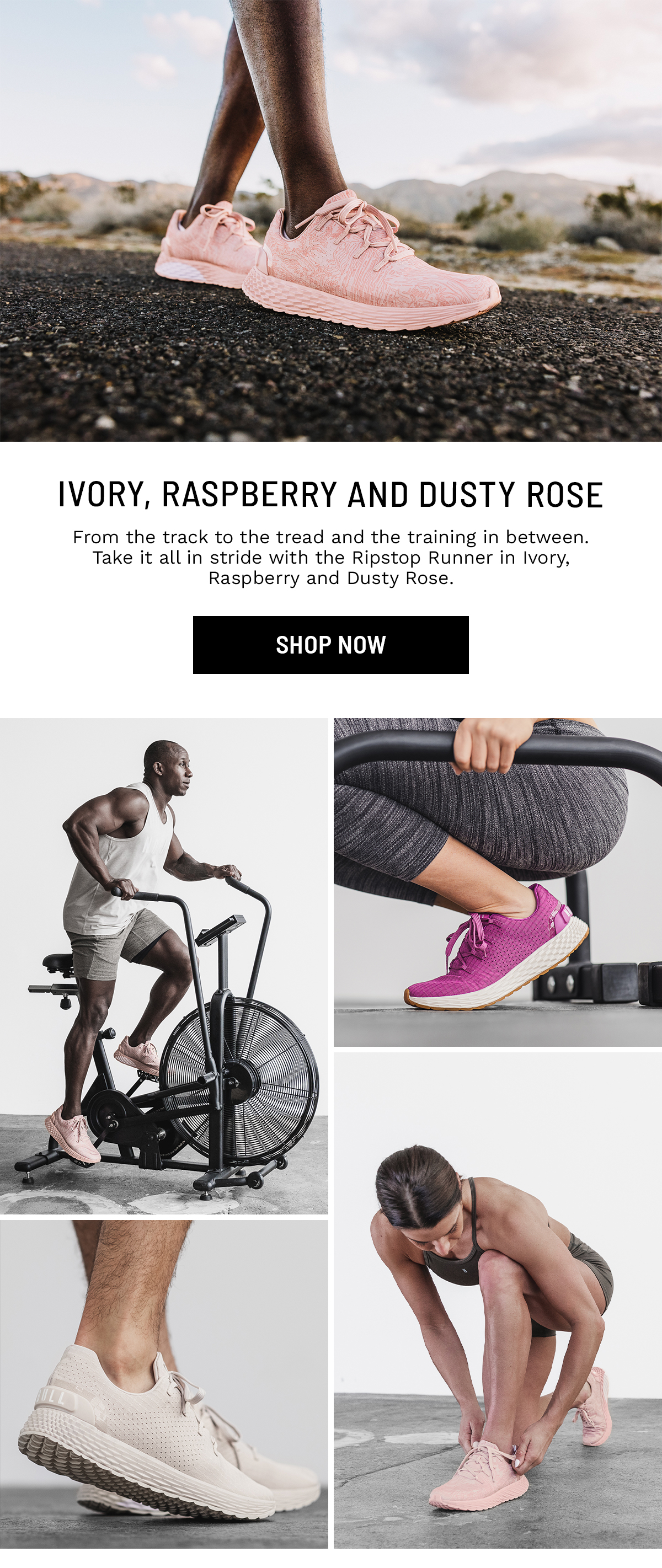 NOBULL: Ivory, Raspberry & Dusty Rose Ripstop Runners. | Milled