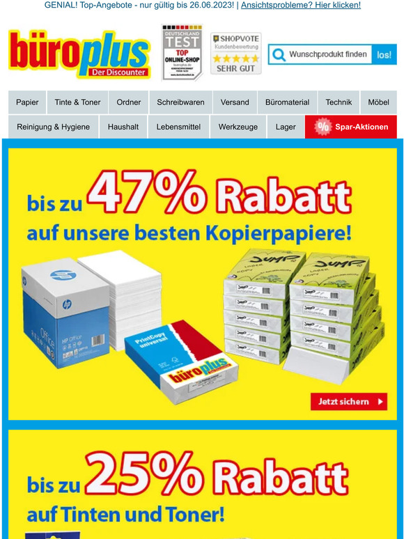 Büroplus: Unsere besten Kopierpapiere jetzt bis zu 47% reduziert | Milled