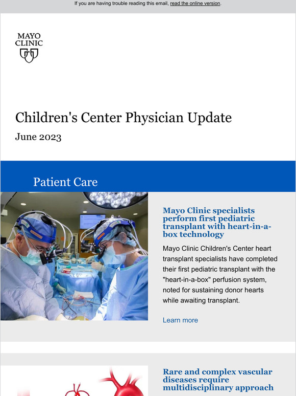 Mayo Clinic: Mayo Clinic Children's Center Physician Update - June 2023 ...