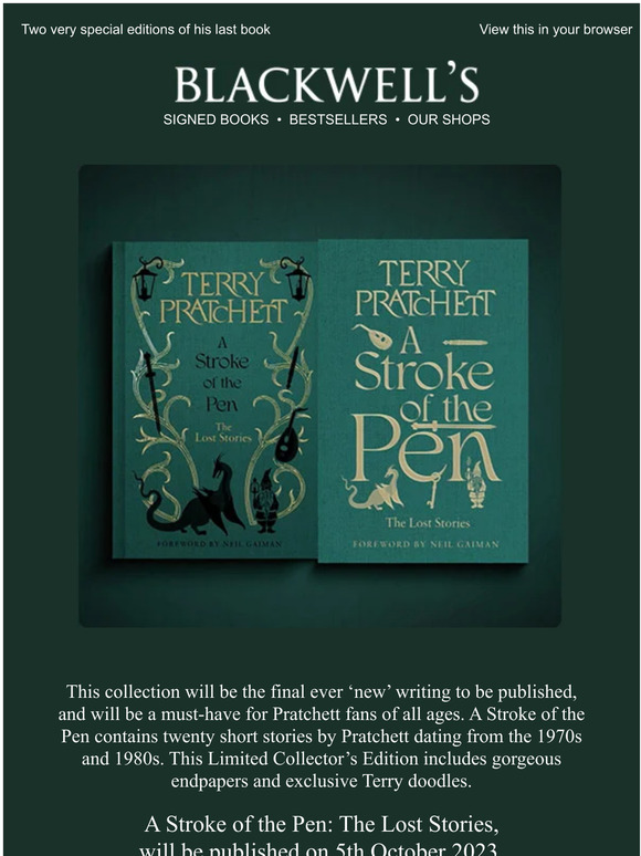 Blackwell's: If you're a fan of Terry Pratchett you won't want to miss ...