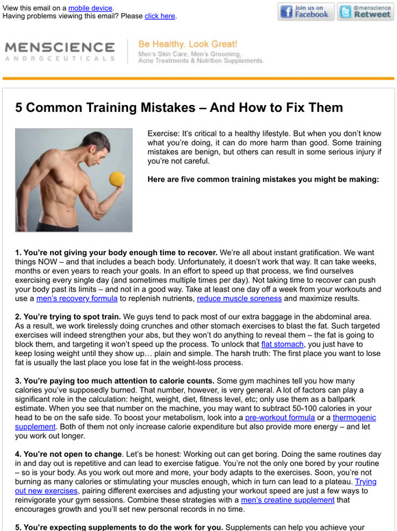 Menscience: 5 Common Training Mistakes – And How to Fix Them | Milled