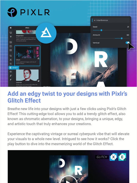 Pixlr: Step into the artistic matrix with Pixlr’s Glitch effect! | Milled