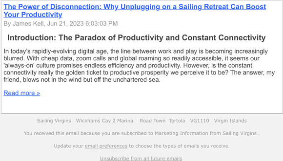 Sailing Virgins: The Power of Disconnection: Why Unplugging on a ... Sailing Virgins: The Power of Disconnection: Why Unplugging on a ...