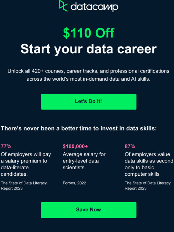 DataCamp: [$110 Off] Invest in your career | Milled