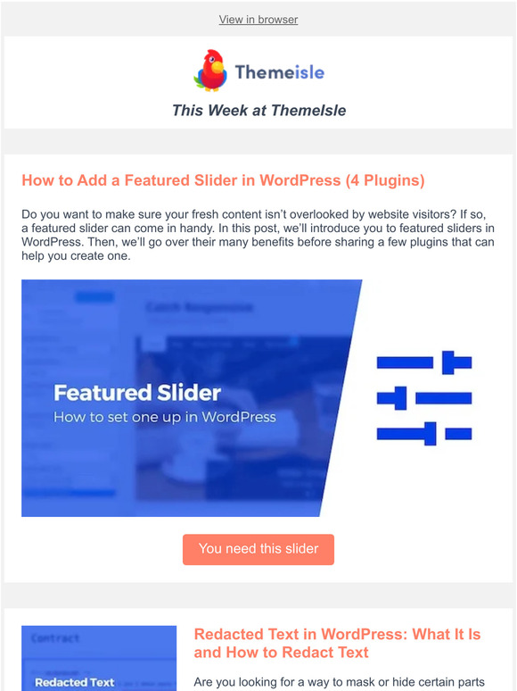 ThemeIsle: How to add a featured slider in WordPress ⛸️ (also: redacted text in WordPress?) | Milled