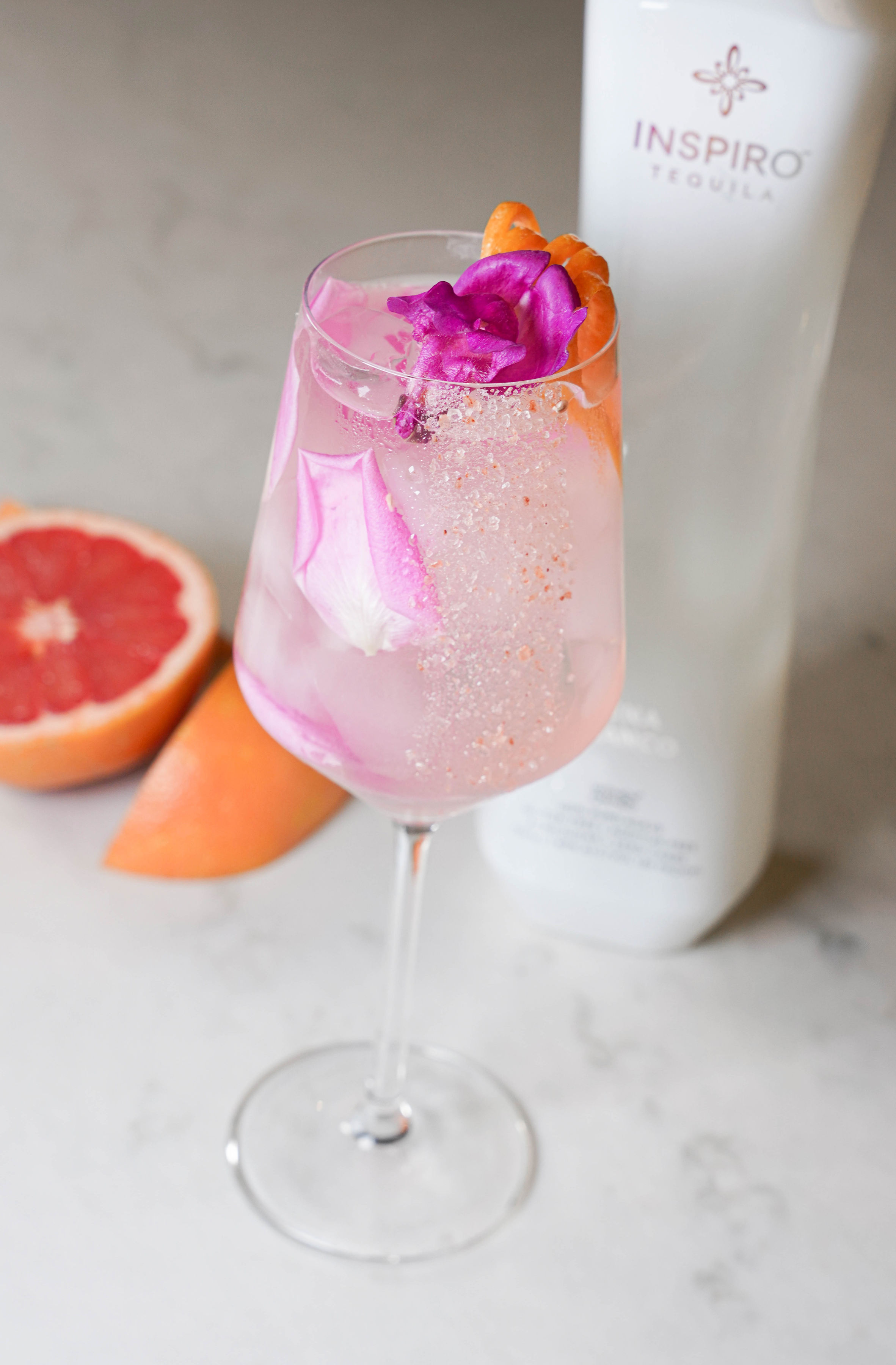Inspiro Tequila: NEW COCKTAIL RECIPE: Ruby Red Grapefruit/Rose Petal Spritz🍹 | Milled