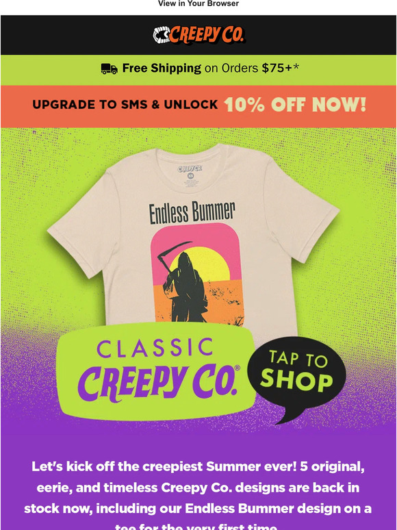 Creepy Co: 5 classic Creepy Co. tees return! | Milled