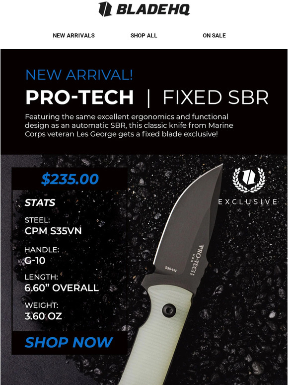 Blade HQ: Exclusive Pro-Tech SBR - Now A Fixed Blade! | Milled