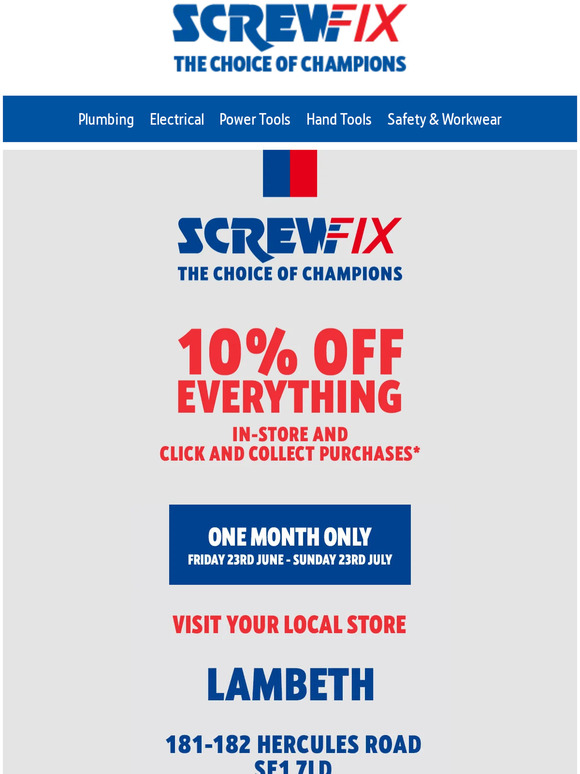 Screwfix: 10% OFF EVERYTHING at your new local store: Lambeth | Milled