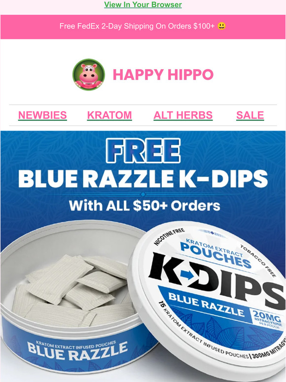 Happy Hippo: FREE Blue Razzle K-Dips | Milled