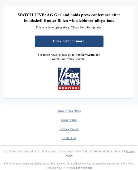 Fox News: WATCH LIVE: AG Garland holds press conference after bombshell ...