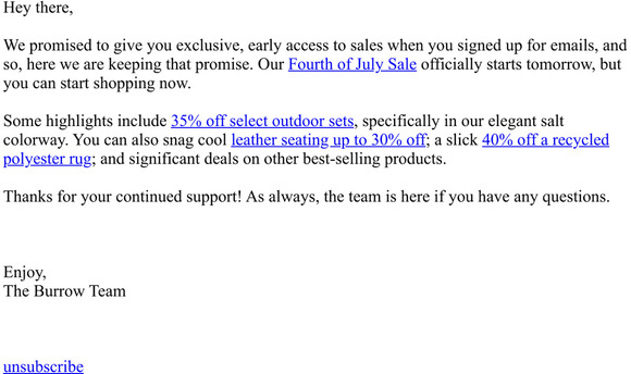 Burrow: Your exclusive, early access to the Fourth of July Sale | Milled