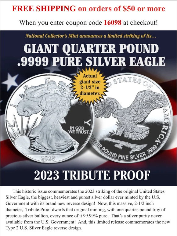 National Collector's Mint: Free Shipping! ★ 2023 Giant Quarter Pound ...