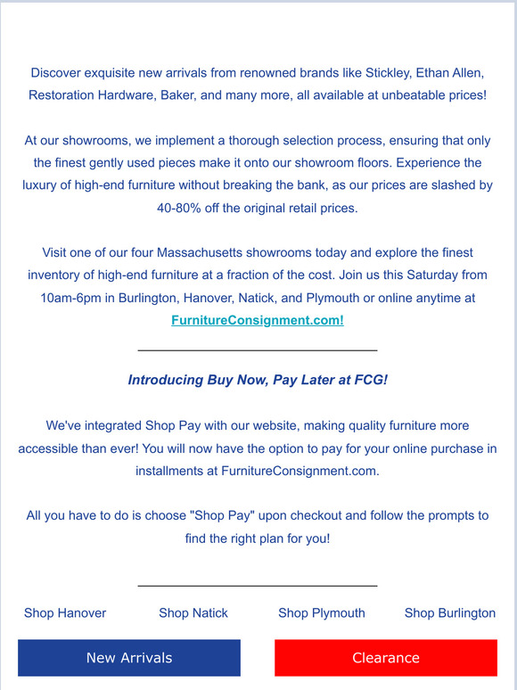 Furniture Consignment Gallery: New arrivals from Stickley, Ethan Allen ...