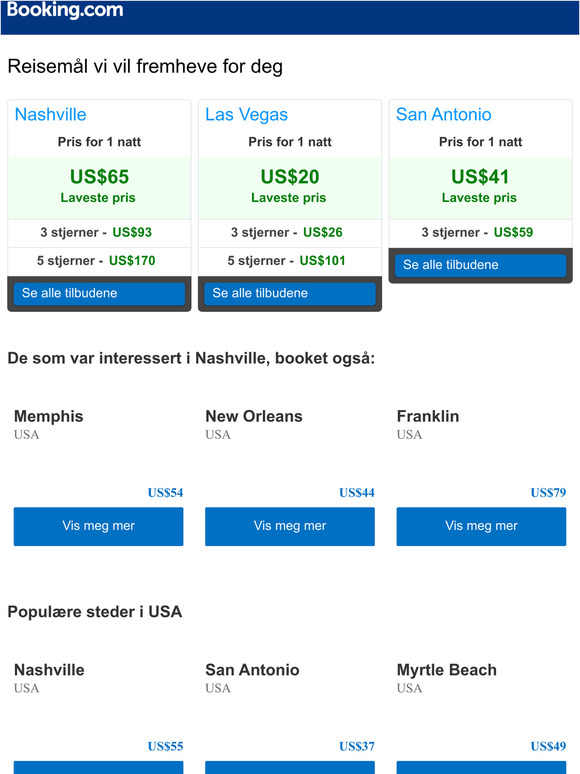 Booking: Finn de beste prisene i Nashville, Las Vegas og andre steder ...