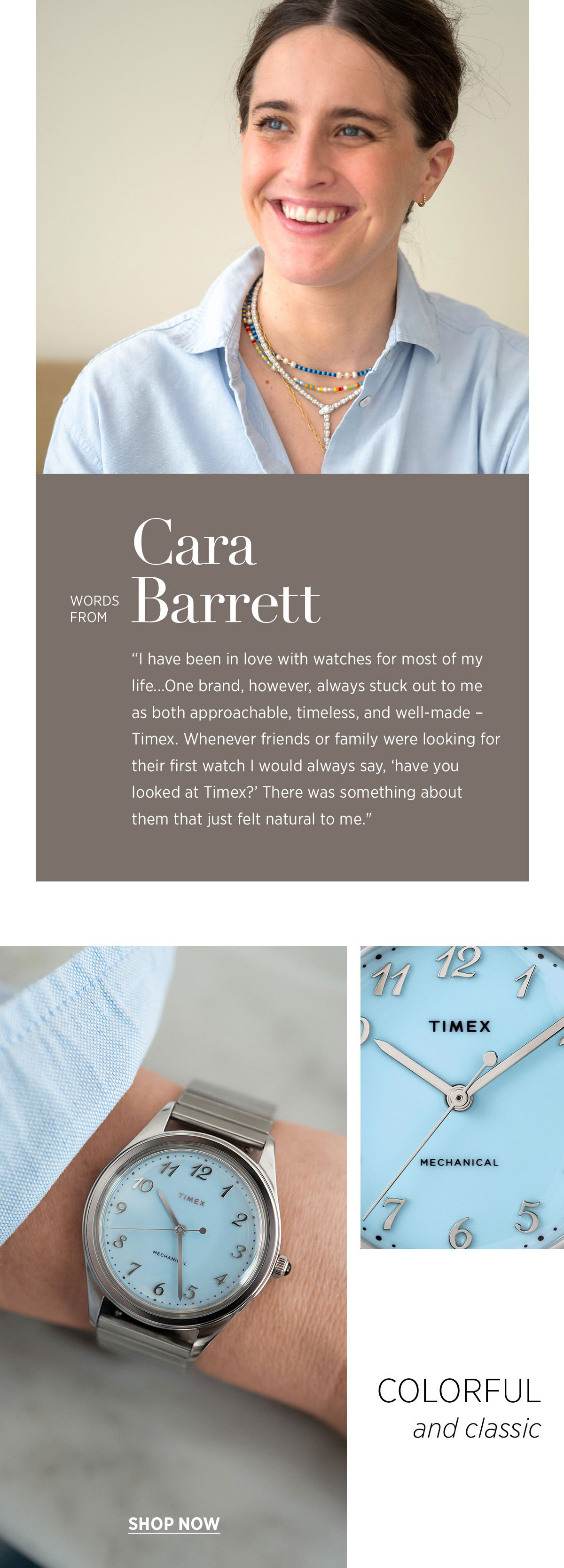 Timex: Timex x Cara Barrett | Colorful and Classic | Milled