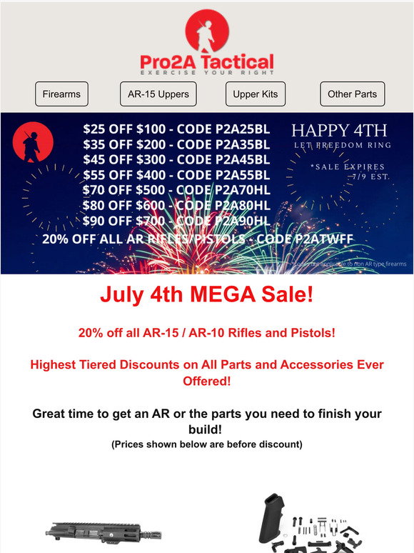Pro2A Tactical: July 4th Mega Sale Starts Now! | Milled
