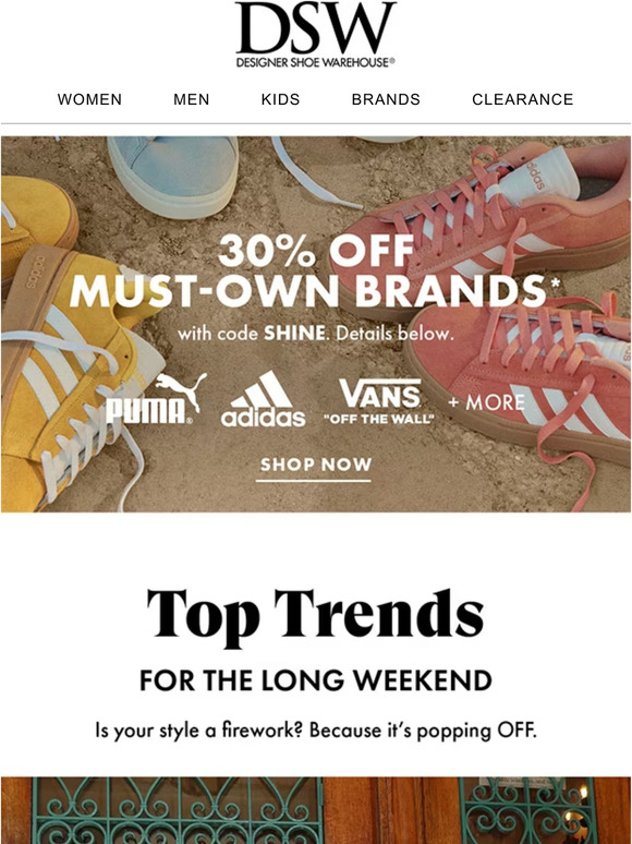 DSW: 30% off brands we (& you) love. | Milled