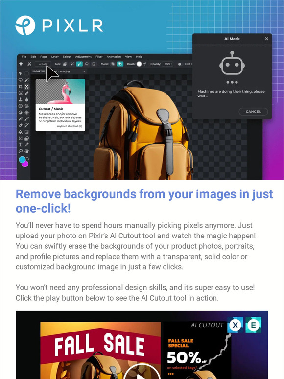 Pixlr: One-click magic: Experience Pixlr's AI Cutout tool | Milled