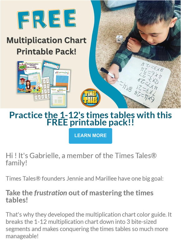 Times Tales: FREE multiplication chart printable pack! 🤩 | Milled