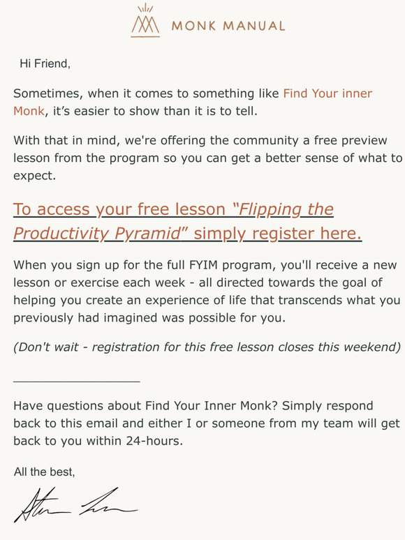Monk Manual: "Flipping the Productivity Pyramid" - Free Preview Lesson ...
