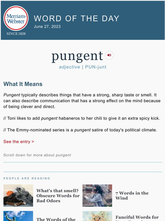 Merriam-Webster: Pungent - plus, What's that smell? Obscure Words for ...