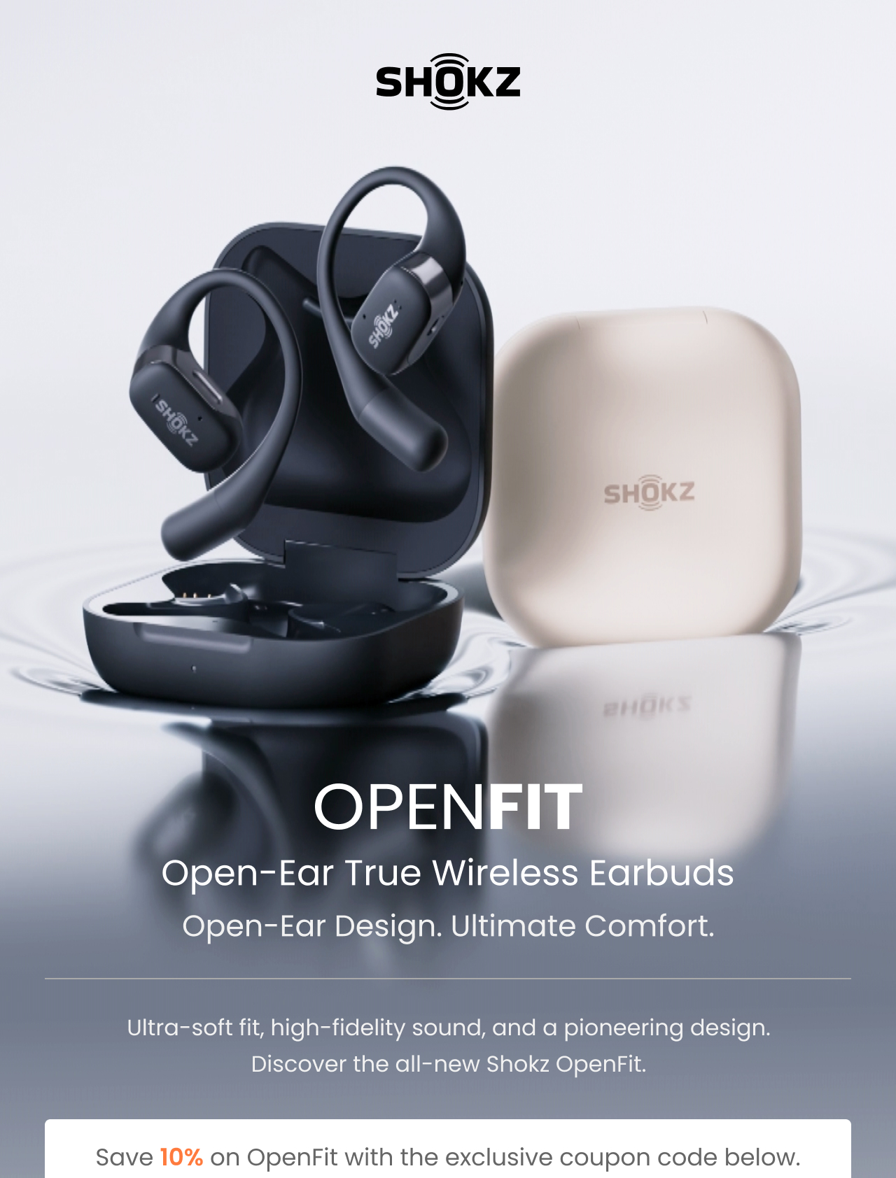 AfterShokz: Shokz OpenFit | Open-Ear Design. Ultimate Comfort. | Milled