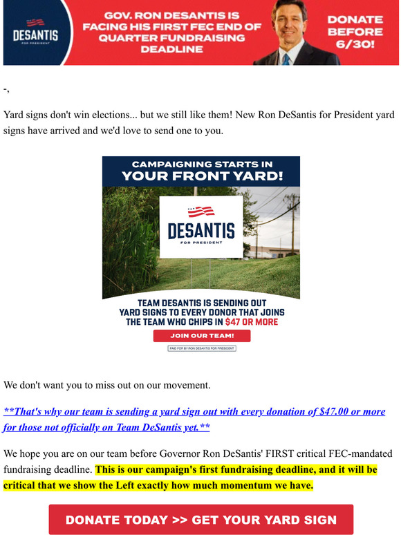Ron DeSantis: Yard signs all around! | Milled