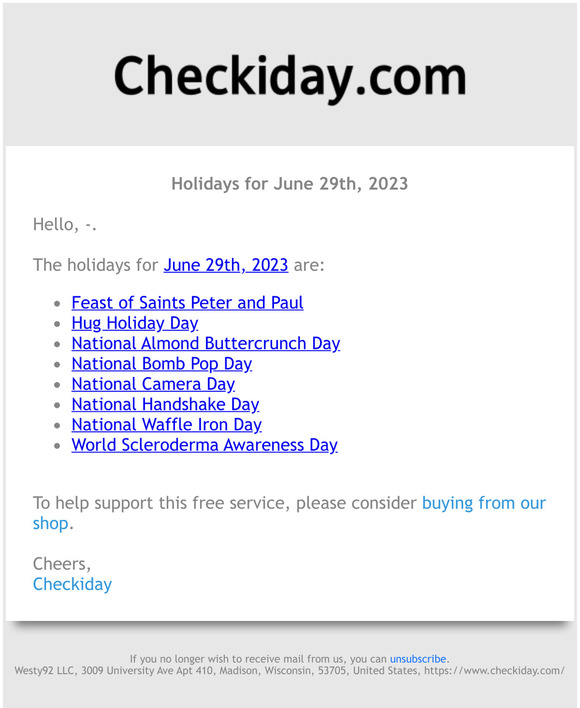 Checkiday: Holidays for June 29th, 2023! 📅🎉 | Milled