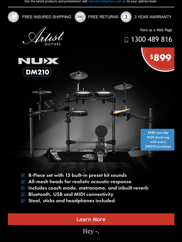 Artist Guitars: Purchase the new Nux DM210 and save $55!🥁 | Milled