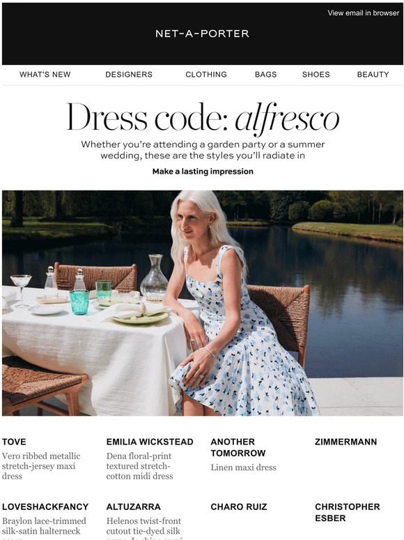 Net-A-Porter: Your guide to chic style for every alfresco event | Milled