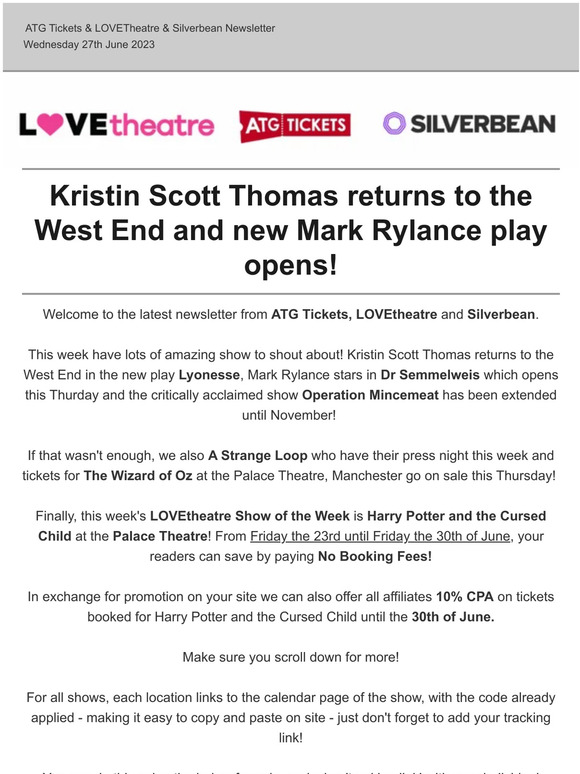 ATG Tickets: Kristin Scott Thomas returns to the West End and new Mark ...
